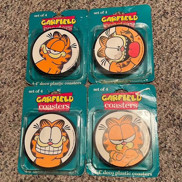 conimar | Dining | Nwt Set Of 4 Garfield Coasters | Poshmark